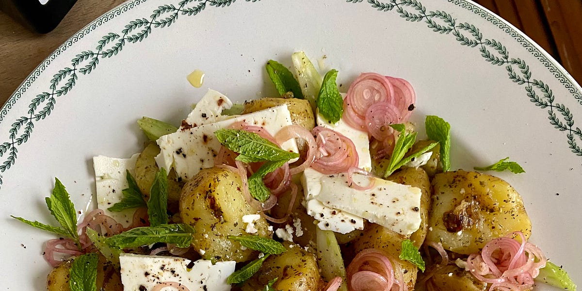 Double shallot, double mint potato salad