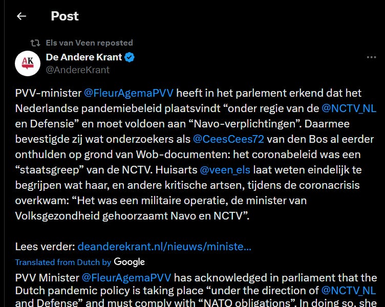 New Dutch Health Minister Fleur Agema explains her actions by "NATO ...
