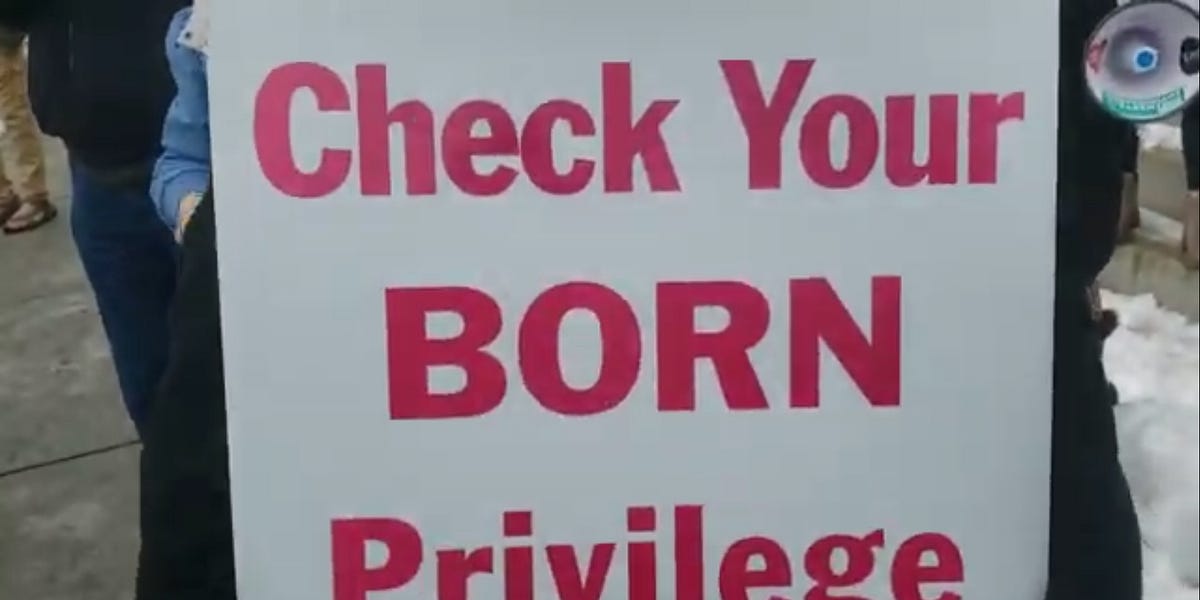 'Check Your Born Privilege' sign seen at Vermont pro-life rally