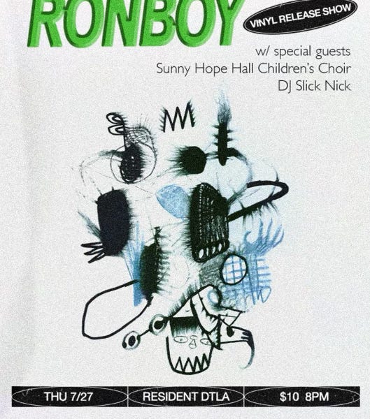 Vinyl Release Show Announced! - Ronboy Newsletter