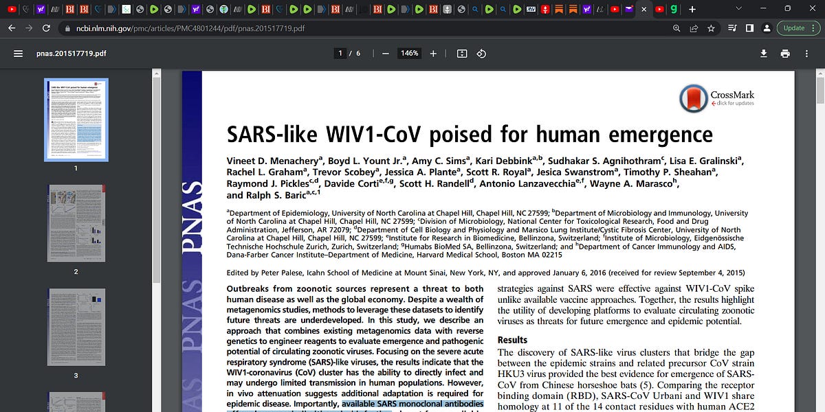 OMINOUS 2016 paper (in PNAS) by Menachery & Baric (Chapel Hill North ...