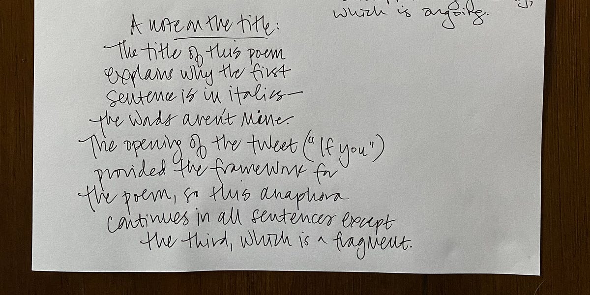 Behind-the-Scenes Look: "Poem Beginning with a Retweet"