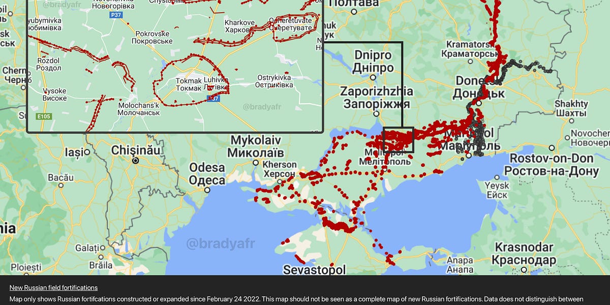 Russian field fortifications in Ukraine