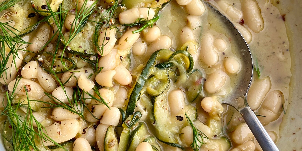 Courgette & parmesan beans - by Elena Silcock