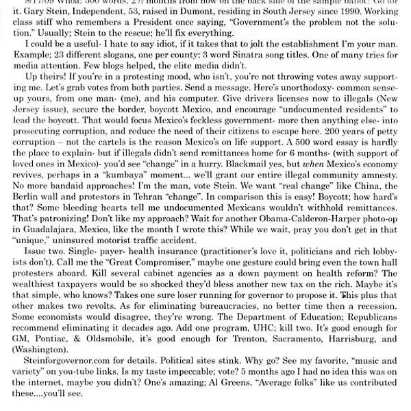 Vote Gary Stein For New Jersey Governor RIGHT NOW