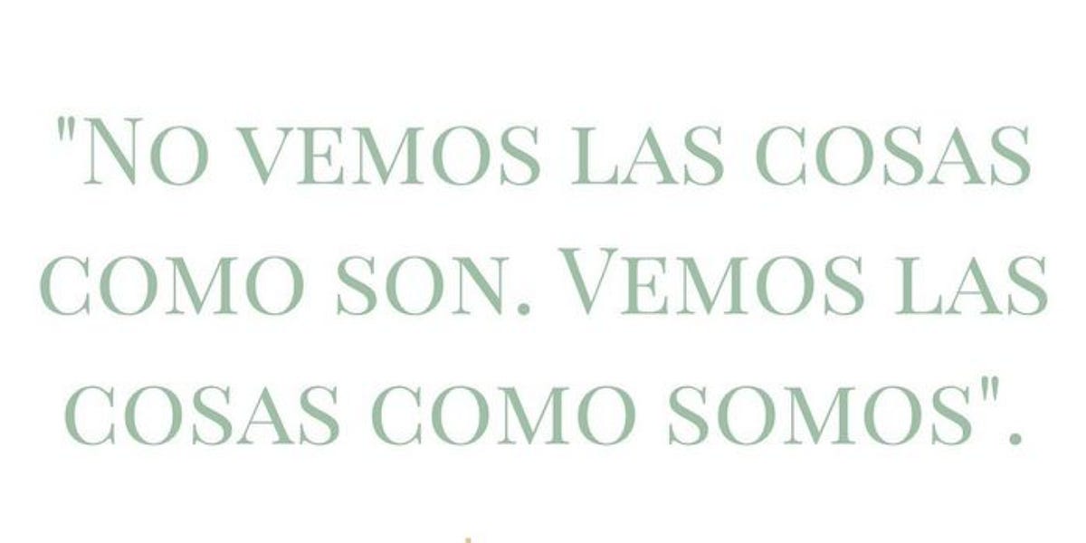 "No vemos las cosas como son. Vemos las cosas como somos."