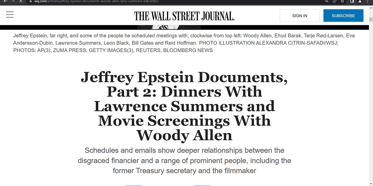 'Jeffrey Epstein Documents, Part 2: Dinners With Lawrence Summers and Movie Screenings With ...