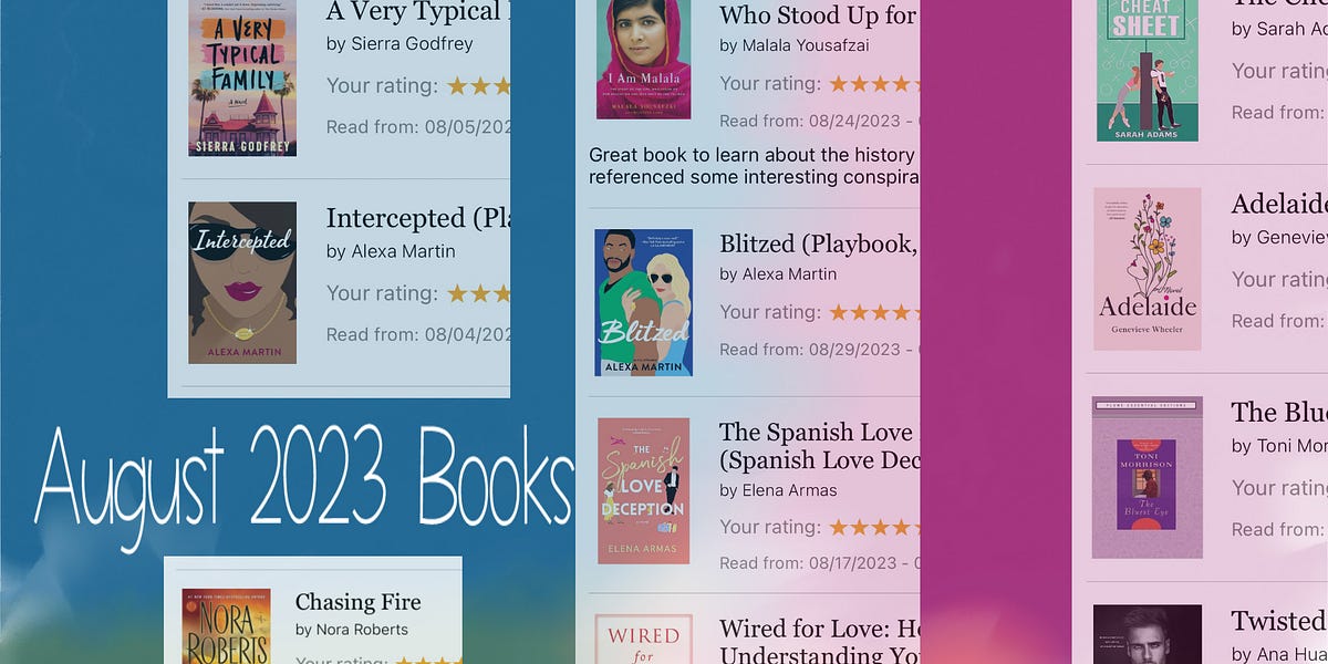August 2023 Book list - by Katey P - Katey’s Substack