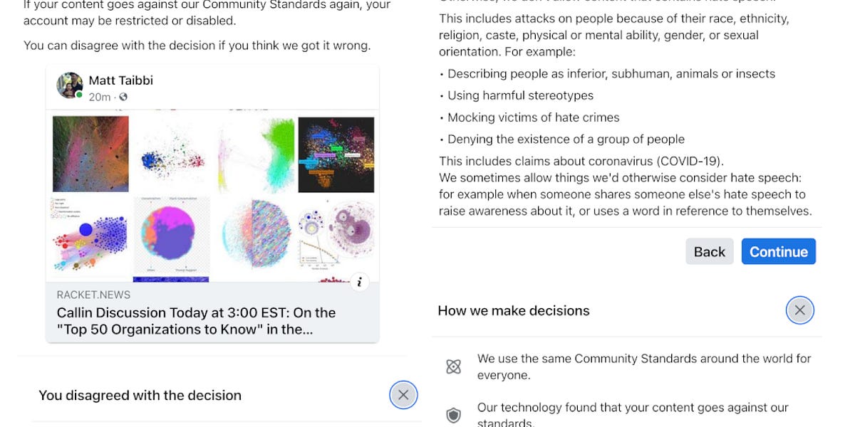 Facebook Censoring the Racket Report on Censorship?