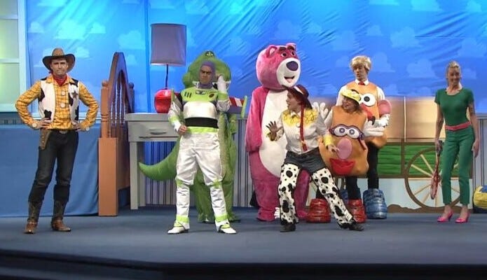 To Infinity and Beyond? Pink Bear ‘Crucifies’ Buzz Lightyear in Bizarre ...