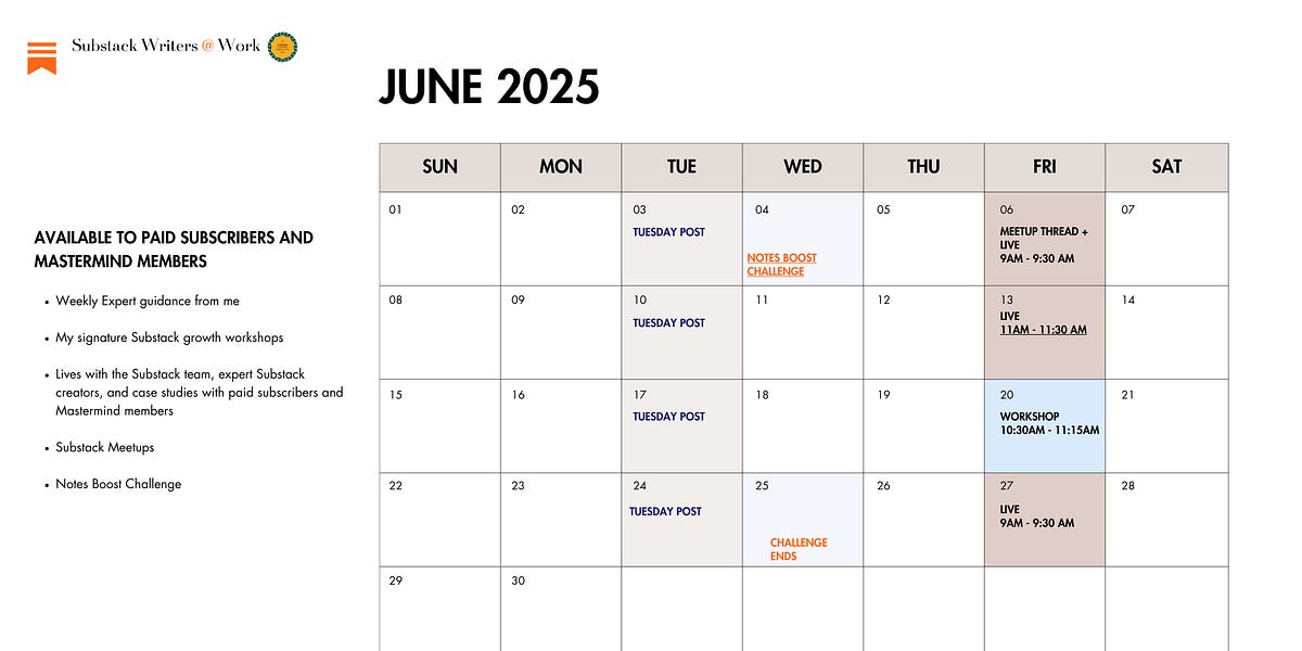 Your Substack June Calendar of Events