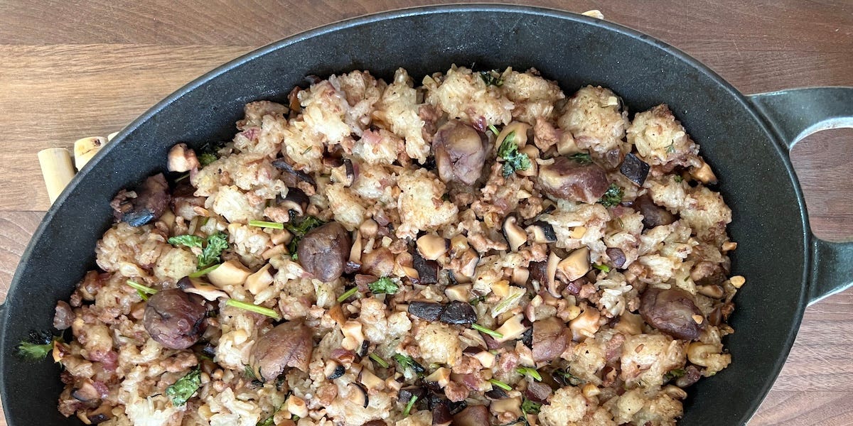 My family's Sticky Rice, Chestnut, and Shiitake Dressing is now doable