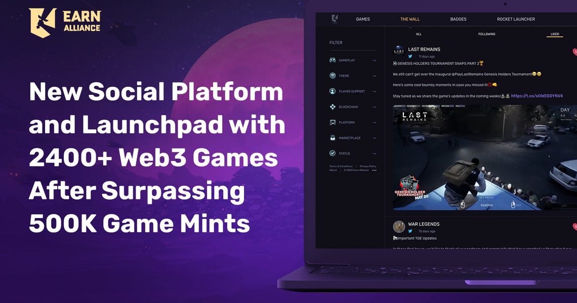Earn Alliance Launches New Social Platform and Launchpad with 2400+ Web3 Games After Surpassing ...