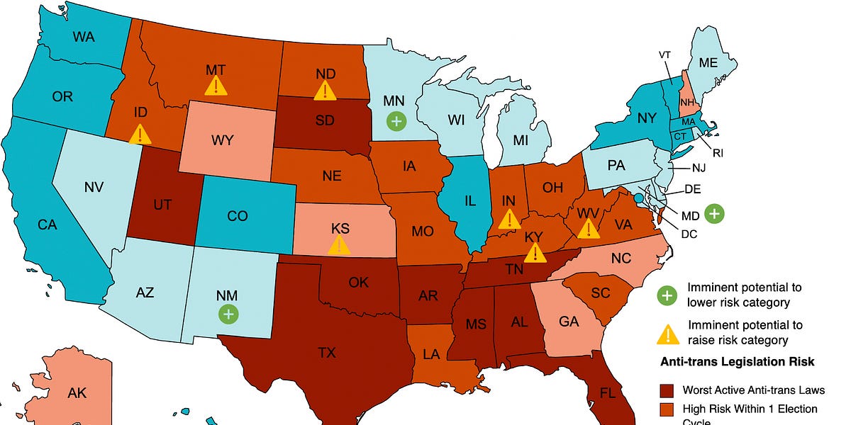 Second Period Anti-trans Legislative Risk Map