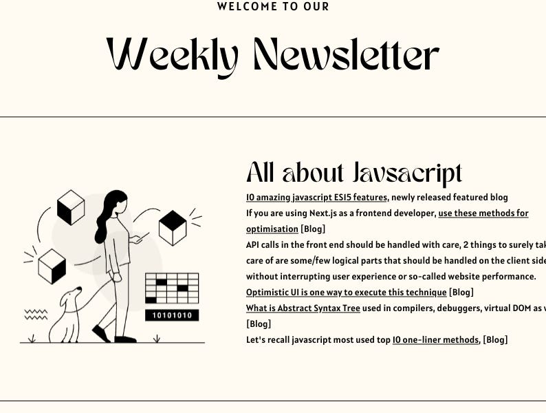 ES2025 features, Javascript must known one-liners, 10 open-source packages you should know