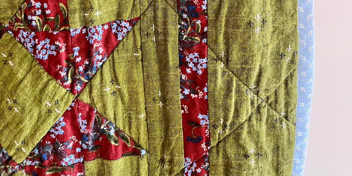 Sentimental Stars Quilt in Green and Purple - by Elaina