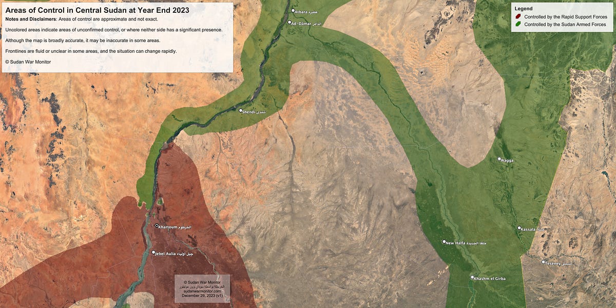 Map: Areas of Control in Central Sudan
