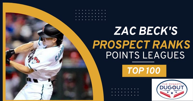 Zac Beck's Top 100 Prospects for Dynasty Points - by Beck