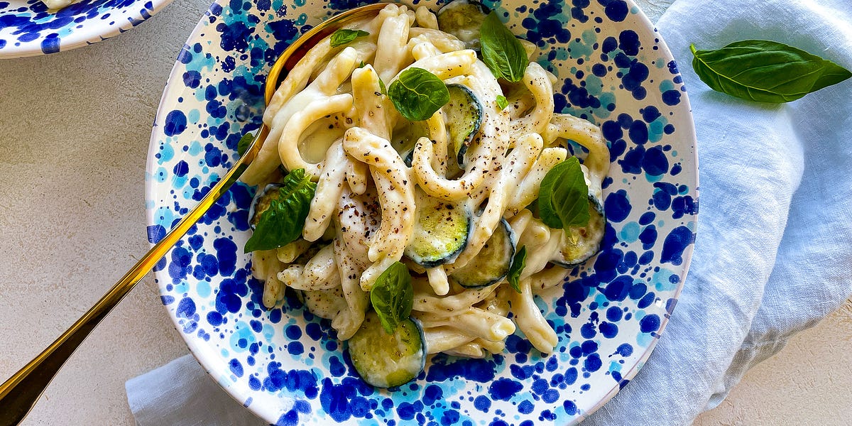 lemon water pasta with ricotta & zucchini