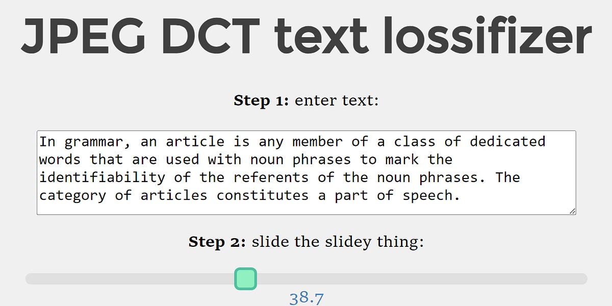 Afternoon project: JPEG DCT text lossifizer
