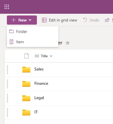 Organizing Company Departments with Folders in SharePoint Online