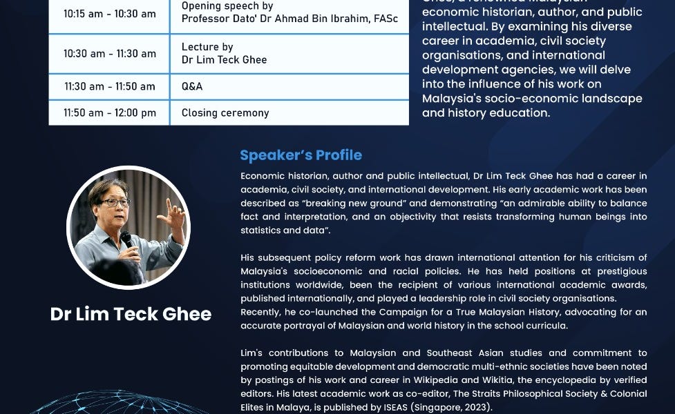 Registration: Dr Lim Teck Ghee Scholarship and activism