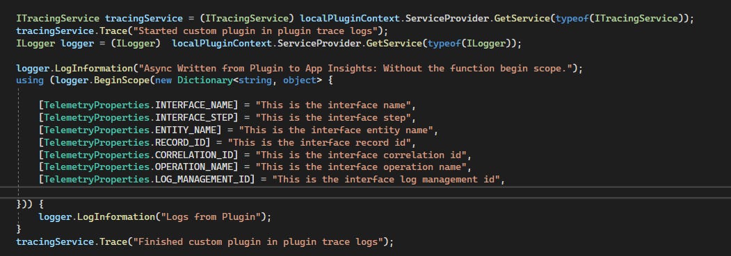 Logging Custom Properties from Dataverse Plugin to Application Insights