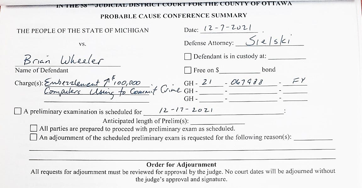 Embezzlement Case Closed Before Evidence was In