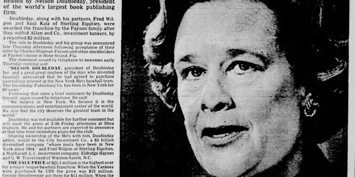 Bill James on the Doubledays Buying The Mets