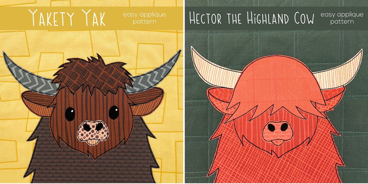 Yak/Bison/Muskox/Highland Cow Applique Pattern