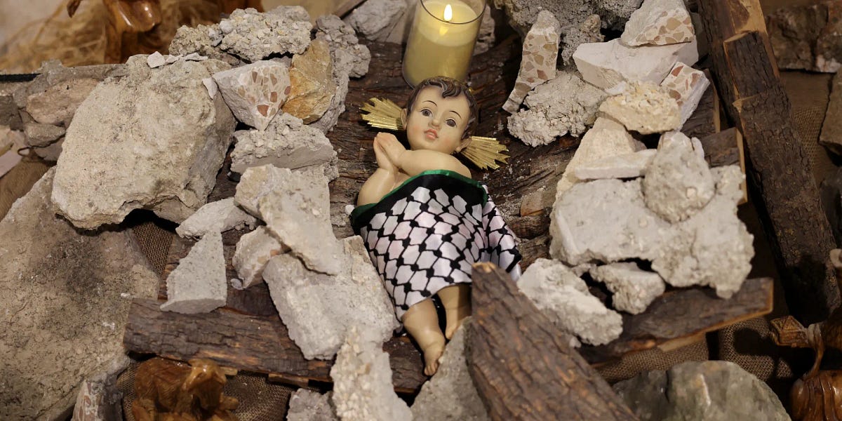 Jesus Buried Under Rubble in Bethlehem - by Karl Sanchez