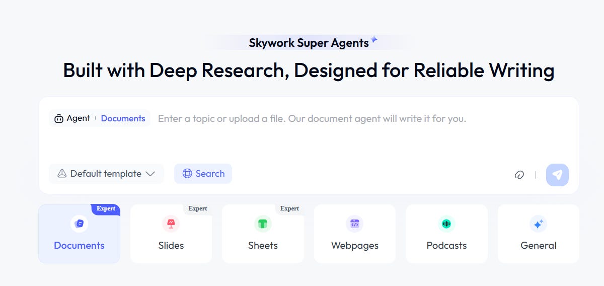 Skywork.ai - Super Agent , the opensource Genspark and Manus Alternative