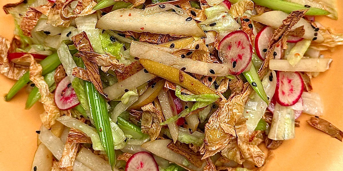 Extra Crispy Yuba Salad with Sesame Vinaigrette