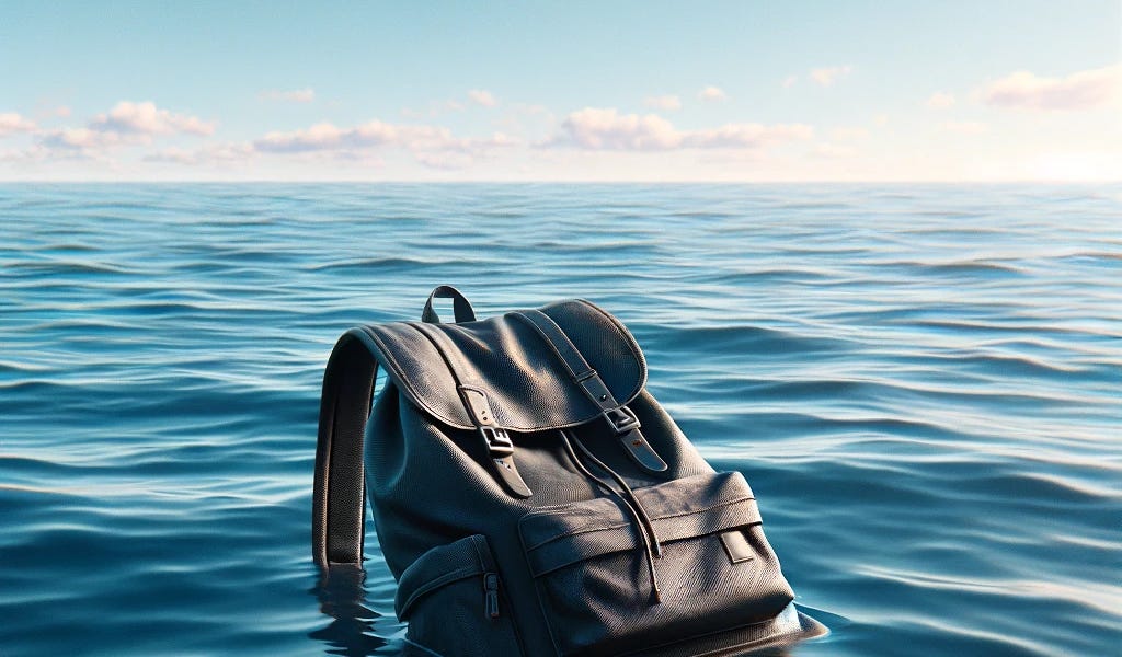 Backpack in the Water - Overturned by Kelly Stonelake