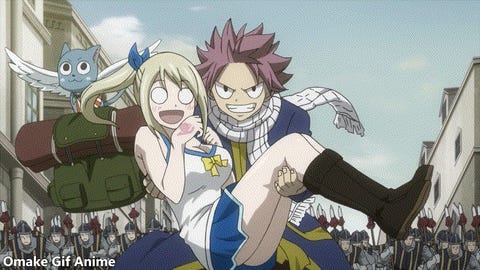 Omake Gif Anime - Fairy Tail S2 - Episode 102 [END] - Natsu Lucy Happy ...