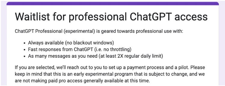 ChatGPT Goes Pro: Join the Waitlist for ChatGPT Professional