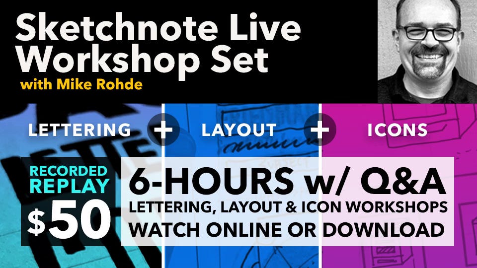 The Sketchnote Live Workshop Set: Lettering, Layout, and Icons