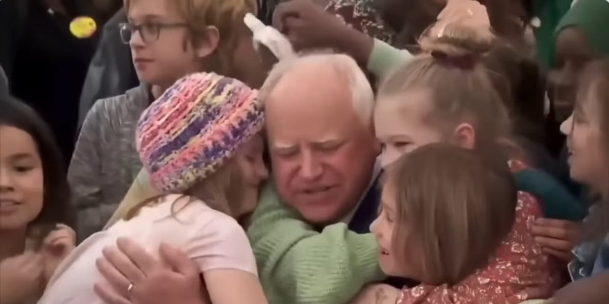 If You Want A Picture Of The Future, Imagine Children Hugging Tim Walz ...