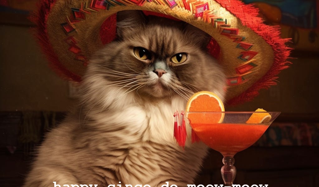 happy cinco de meow-meow - by el gato malo - bad cattitude