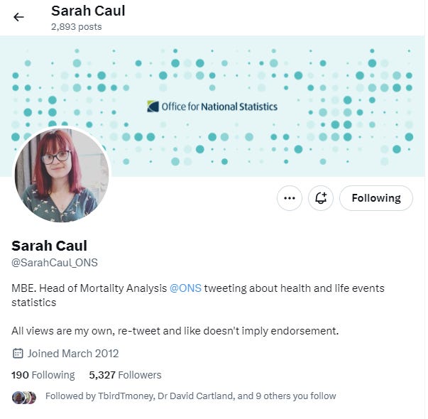 My email conversation with Sarah Caul at the UK ONS