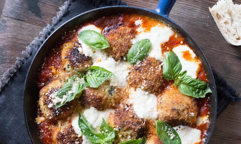 30-minute chicken parm meatballs - by Caroline Chambers
