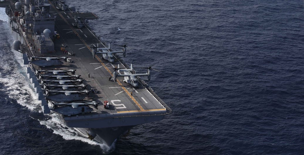 US sends in amphibious warship USS Bataan and support vessels with ...