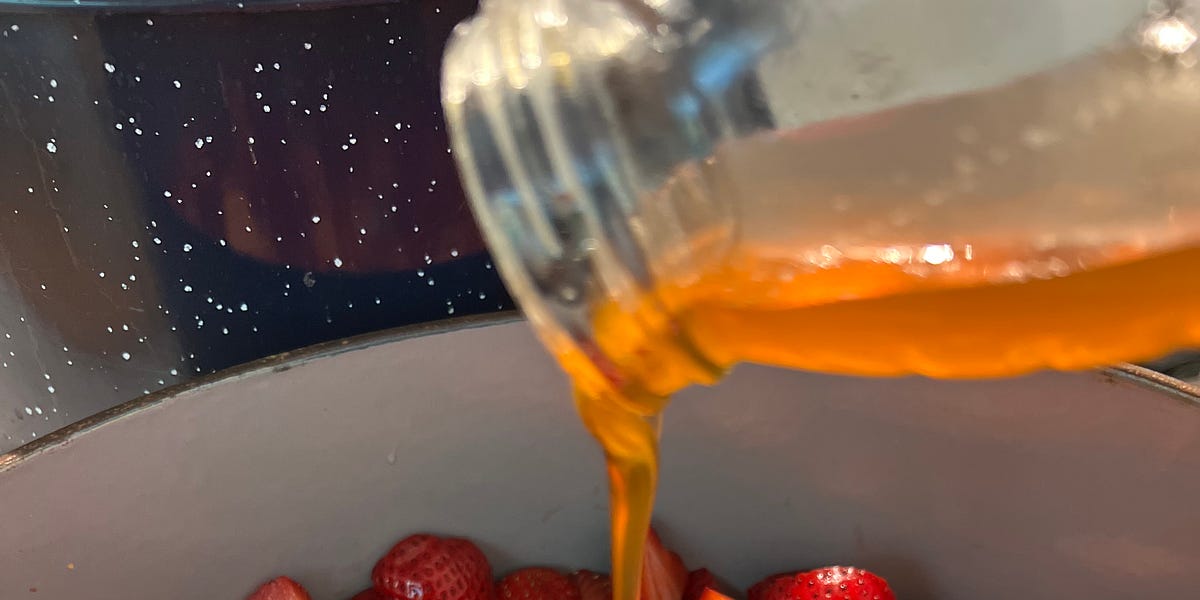 honey poached strawberries - by Chloe Walsh