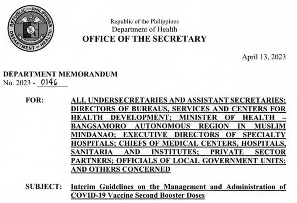 DOH Philippines has Issued Department Memorandum 0146 Providing ...