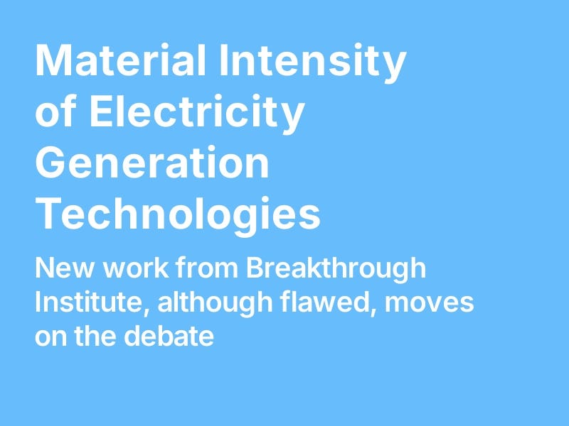 Material Intensity of Electricity Generation Technologies