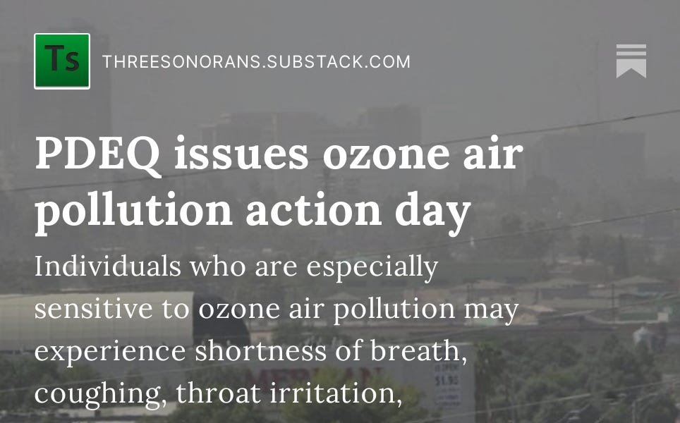 PDEQ issues ozone air pollution action day