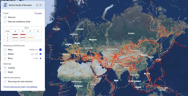 Article highlight: Interactive map of active faults for Eurasia