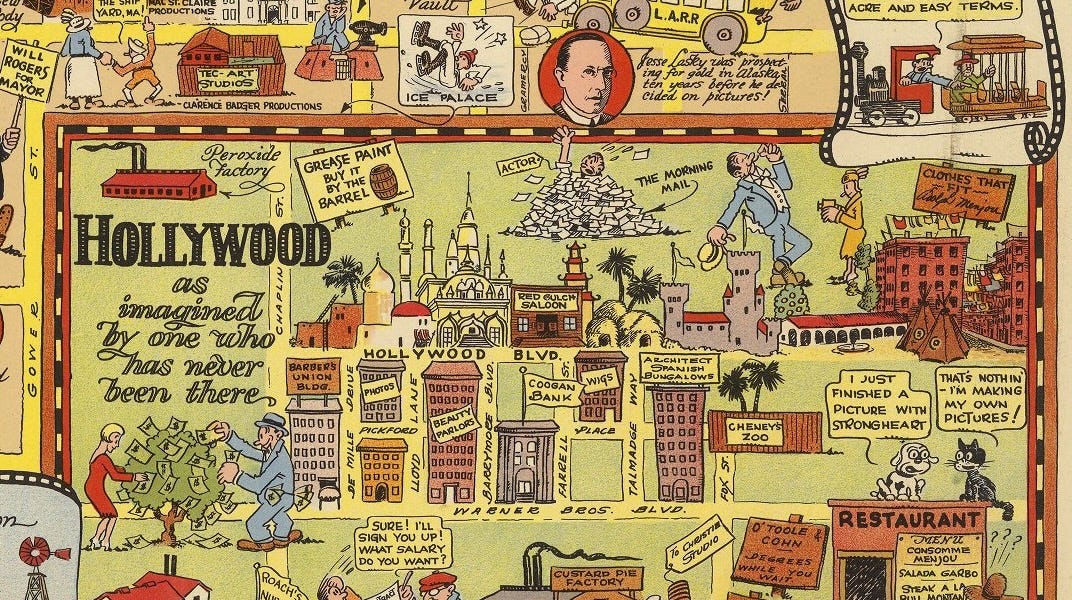 Cartoon Map of Hollywood - by Peter Pappas