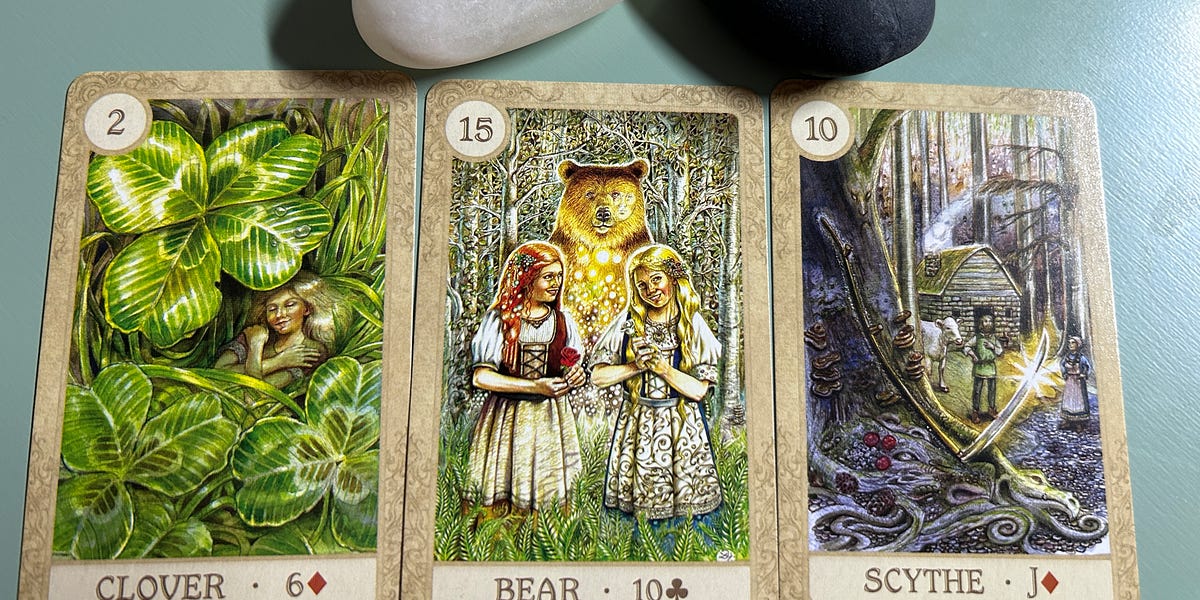LENORMAND: Clover, Bear, Scythe - by Erika Robinson