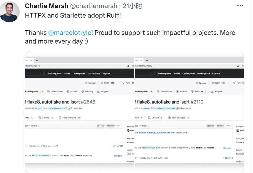 性能最快的代码分析工具，Ruff 正在席卷 Python 圈！ - by 豌豆花下猫 - Python潮流周刊